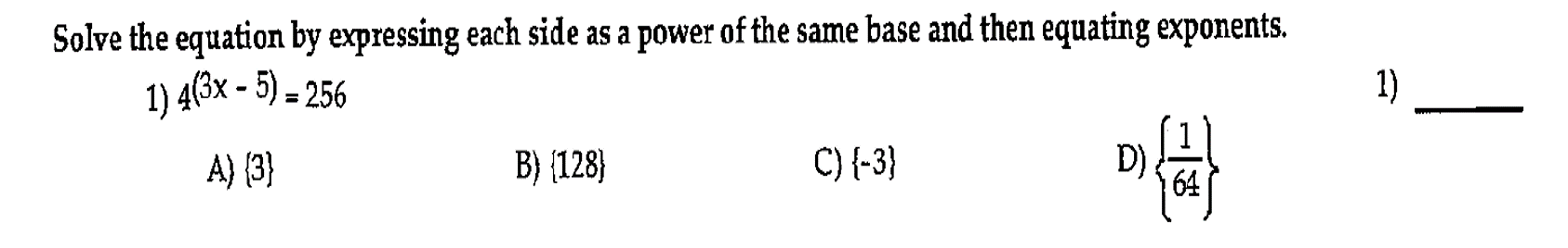 Solved Solve the equation by expressing each side as a power | Chegg.com