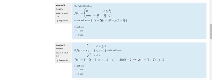 Solved The hybrid function f(t) = {o t lessthanorequalto | Chegg.com