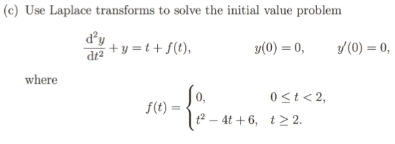 Use Laplace transforms to solve the initial value | Chegg.com