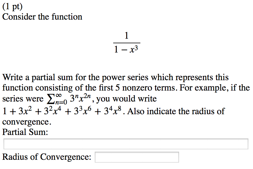 Consider the function 1/ (1 - x3) Write a partial | Chegg.com