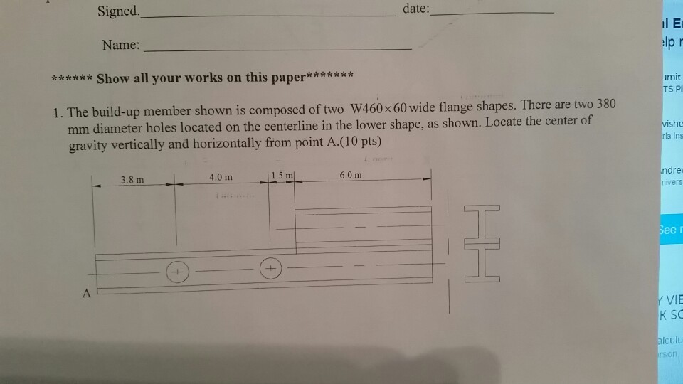 Solved 1. The build-up member shown is composed of two W460 | Chegg.com