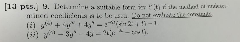 Solved Determine a suitable form for Y(t) if the method of | Chegg.com
