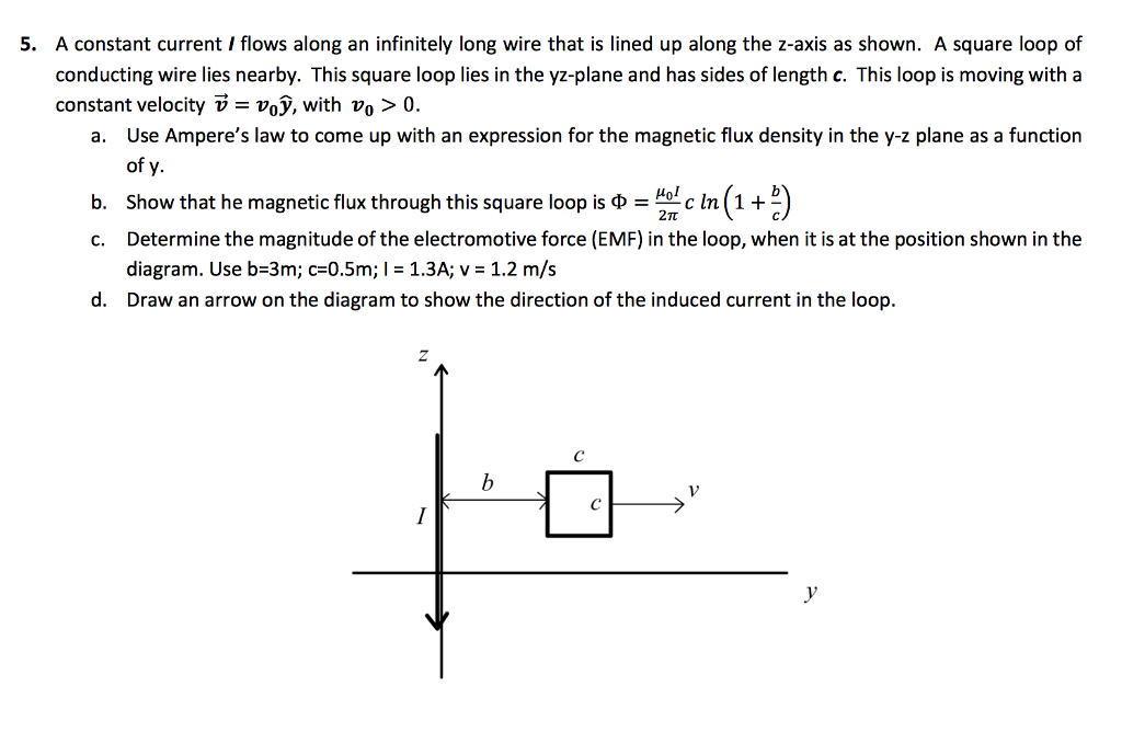 Solved A constant current I flows along an infinitely long | Chegg.com