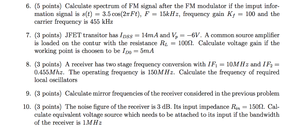 Solved 6. (5 points) Calculate spectrum of FM signal after | Chegg.com