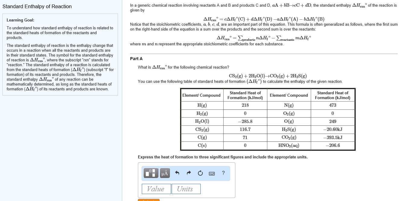 Solved Standard Enthalpy of Reaction Learning Goal: o | Chegg.com