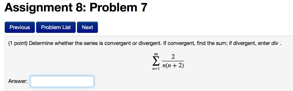 Solved Assignment 8: Problem 7 Previous Problem List Next (1 | Chegg.com Solved Assignment 8: Problem 7 Previous Problem List Next (1 | Chegg.com