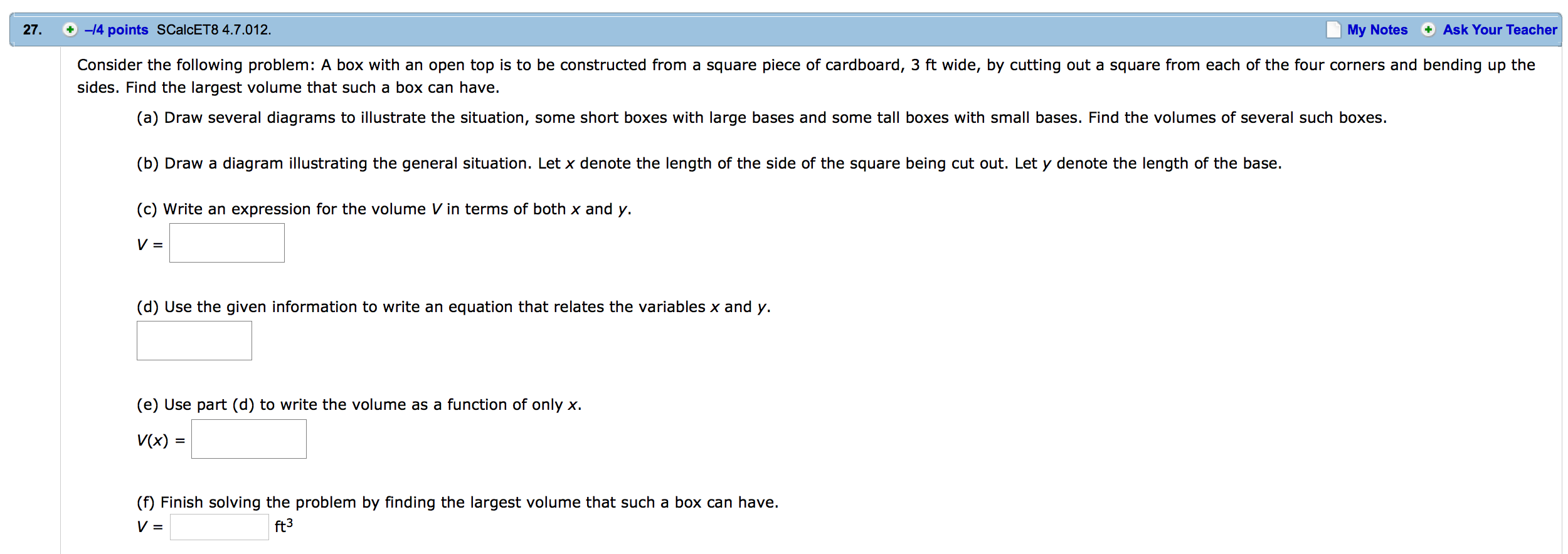 Solved Consider the following problem: A box with an open | Chegg.com