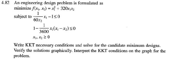 Solved 4.82 An engineering design problem is formulated as | Chegg.com