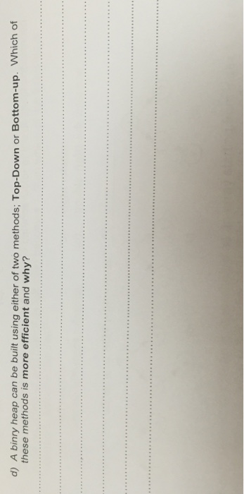 Solved A binary heap can be built using either of two | Chegg.com