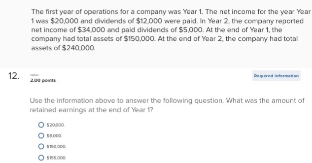 Solved The first year of operations for a company was Year | Chegg.com
