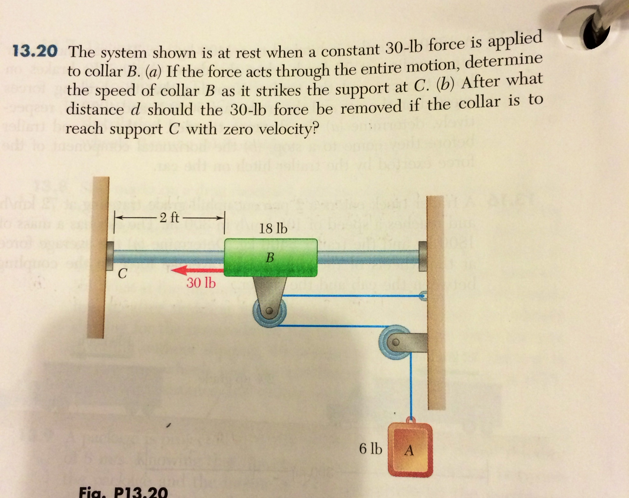 Solved The system shown is at rest when a constant 30-lb | Chegg.com