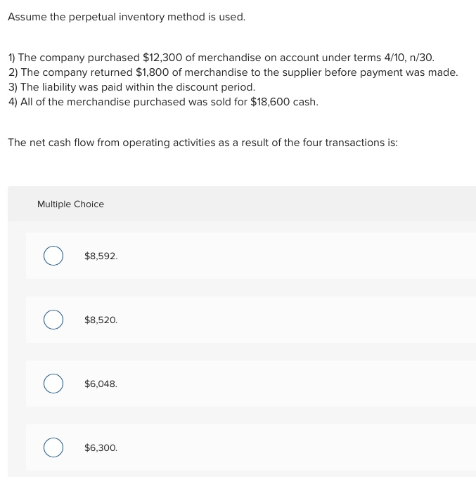 Solved Assume the perpetual inventory method is used 1)The | Chegg.com
