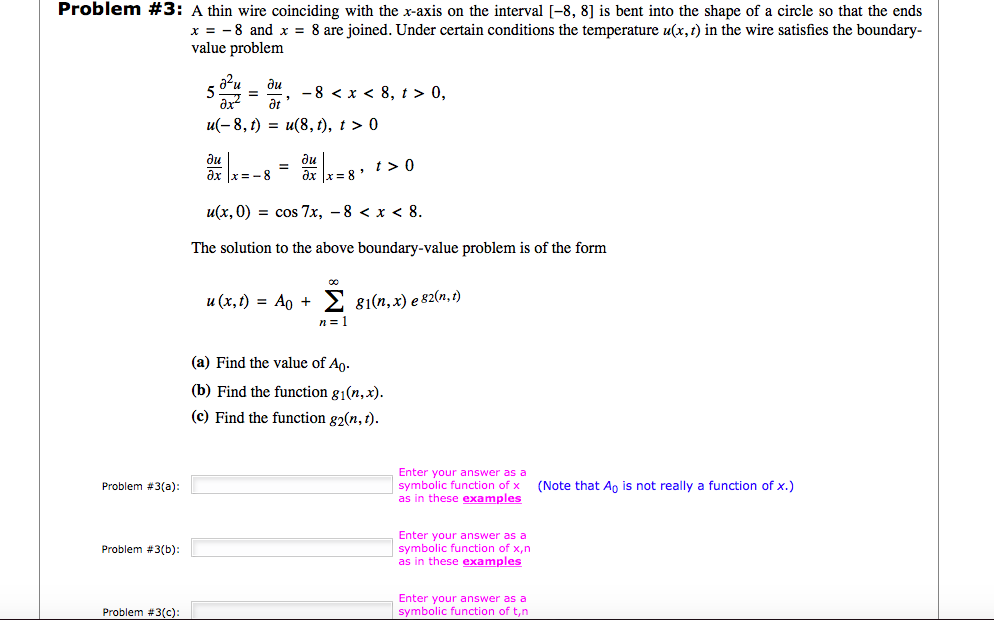 Solved A thin wire coinciding with the x-axis on the | Chegg.com