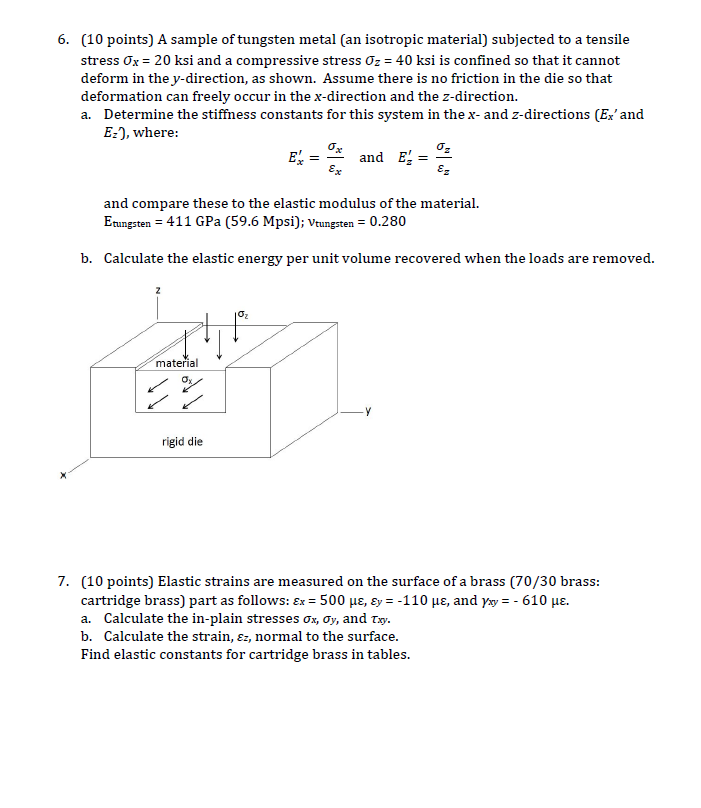 Solved A sample of tungsten metal (an isotropic material) | Chegg.com