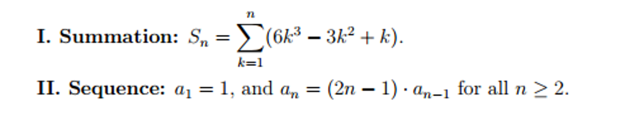 Solved For the sequence and summation given below, find | Chegg.com