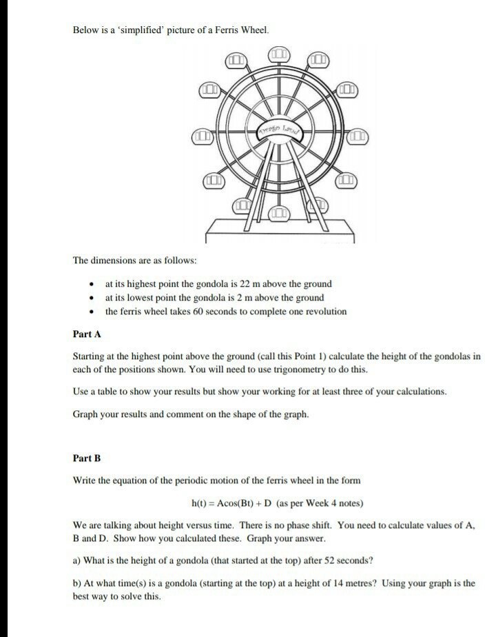 Solved Below is a simplified' picture of a Ferris Wheel. Ti | Chegg.com