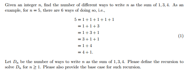 Solved Given An Integer N Find The Number Of Different Ways