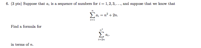 Solved Suppose that a, is a sequence of numbers for i = | Chegg.com