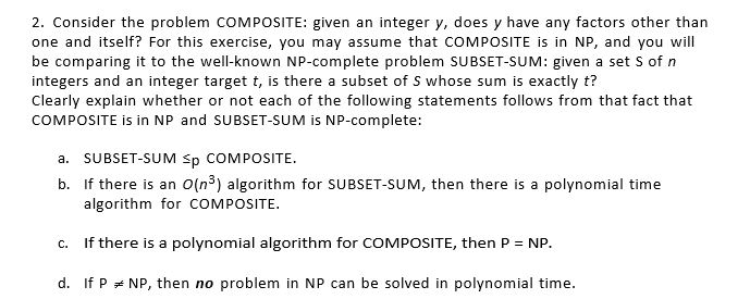 Consider the problem COMPOSITE: given an integer y, | Chegg.com
