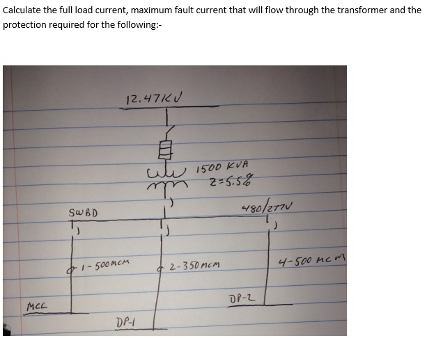 Calculate the full load current, maximum fault | Chegg.com