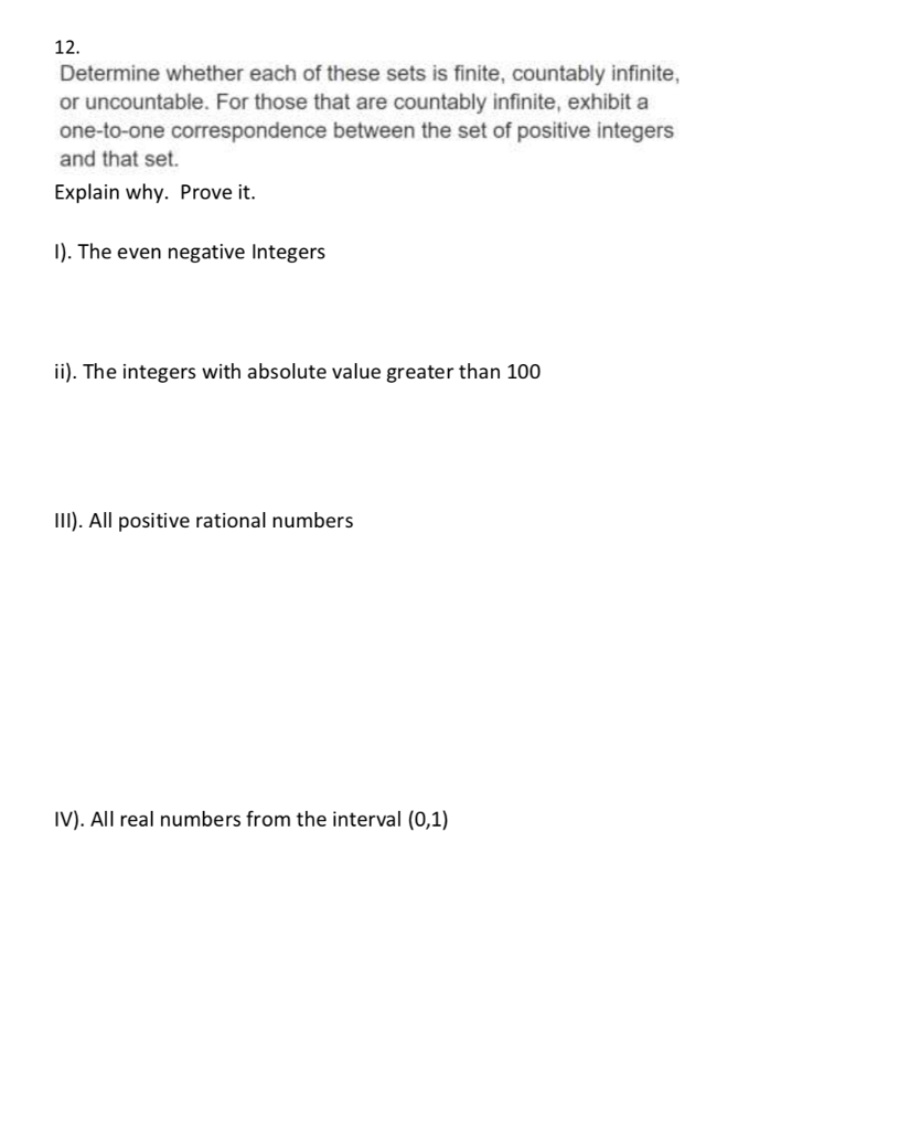 Solved 12. Determine whether each of these sets is finite, | Chegg.com