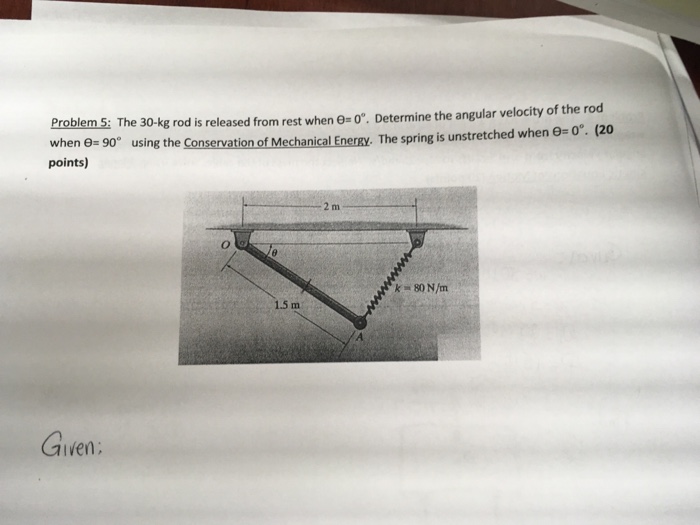 Solved The 30-kg rod is released from rest when theta = 0 | Chegg.com