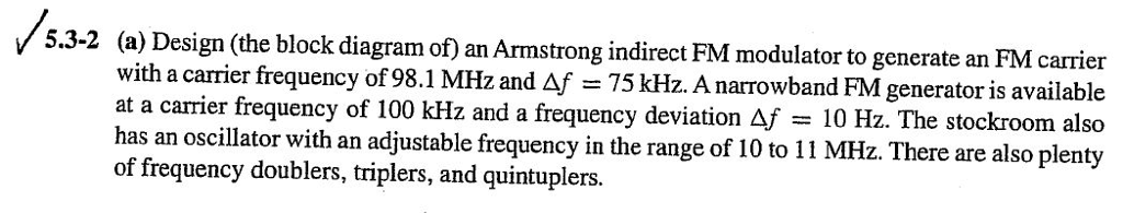 Solved 5.3-2 (a) Design (the block diagram of an Armstrong | Chegg.com