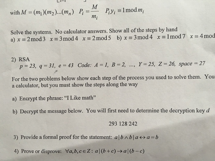 Solved nmi Solve the systems. No calculator answers. Show | Chegg.com