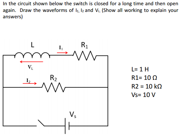 Solved In the circuit shown below the switch is closed for a | Chegg.com