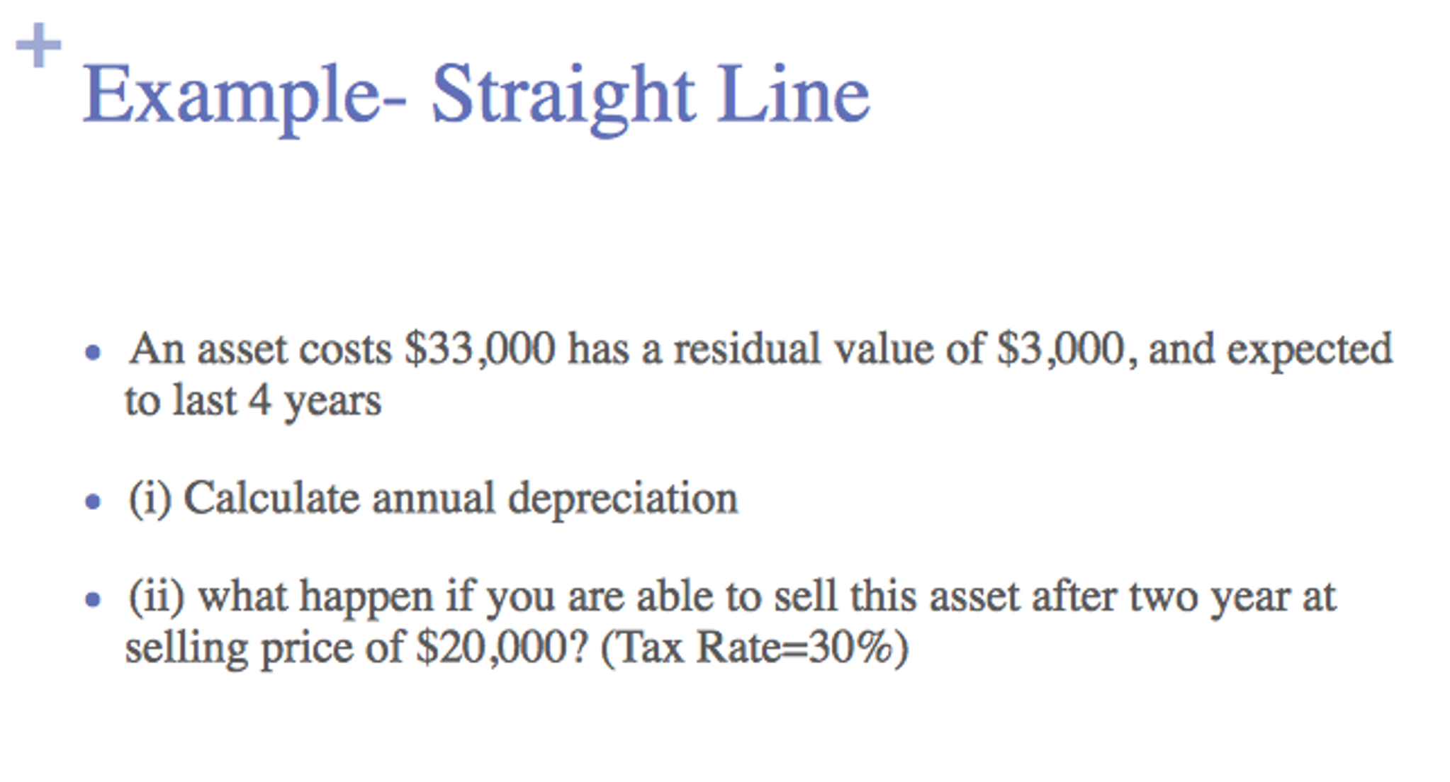 Solved Example- Straight Line An asset costs $33,000 has a | Chegg.com