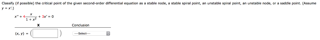 Solved Classify (if possible) the critical point of the | Chegg.com