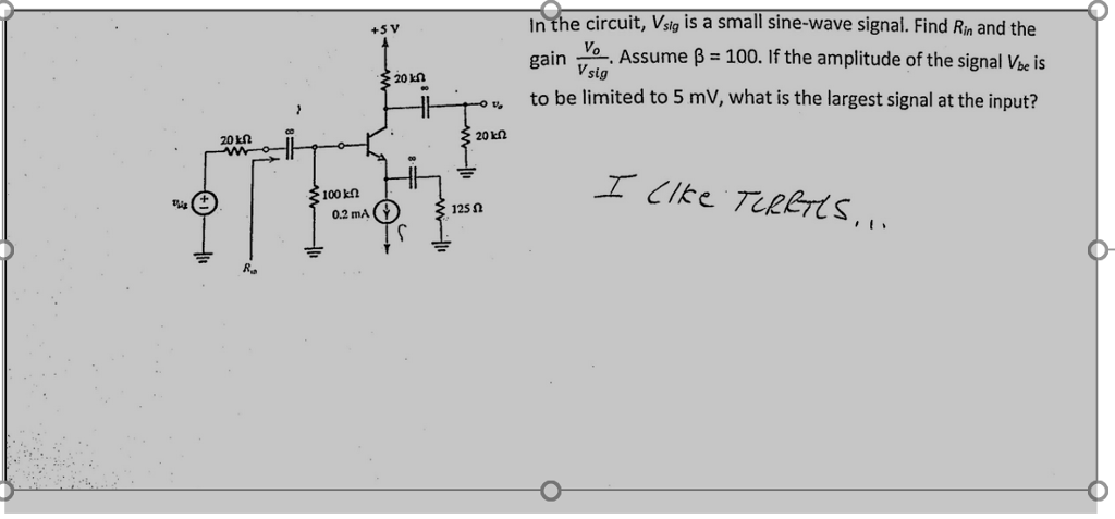 Solved In the circuit, Vsig is a small sine-wave signal. | Chegg.com