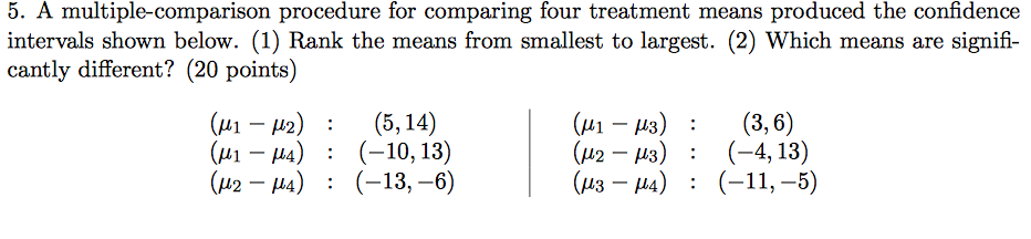 A multiple-comparison procedure for comparing four | Chegg.com