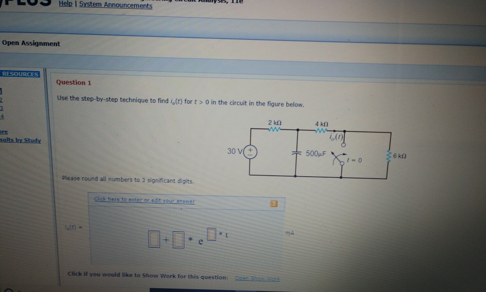 Solved Hele I System Announcements Open Assignment RESOURCES | Chegg.com