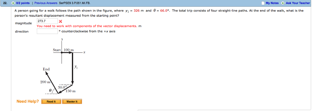 Solved A person going for a walk follows the path shown in | Chegg.com