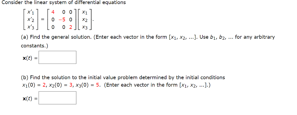 Solved Consider the linear system of differential equations | Chegg.com