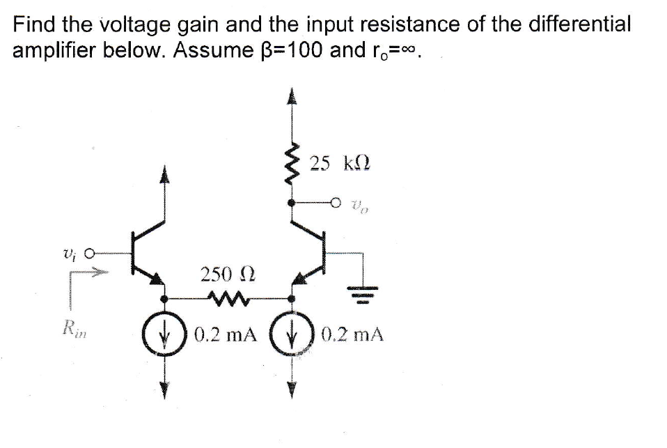 Solved Find the voltage gain and the input resistance of the | Chegg.com