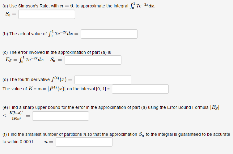 Solved (a) Use Simpsons Rule with n = 6, to approximate the | Chegg.com