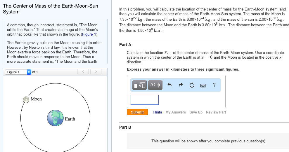 Solved The Center of Mass of the Earth-Moon-Sun System A | Chegg.com