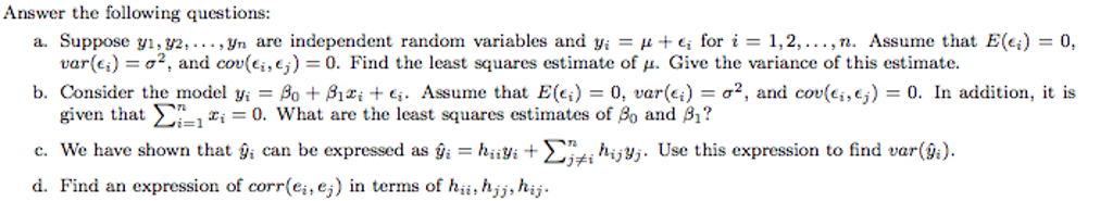 Answer the following questions: a. Suppose y1, y2, . | Chegg.com