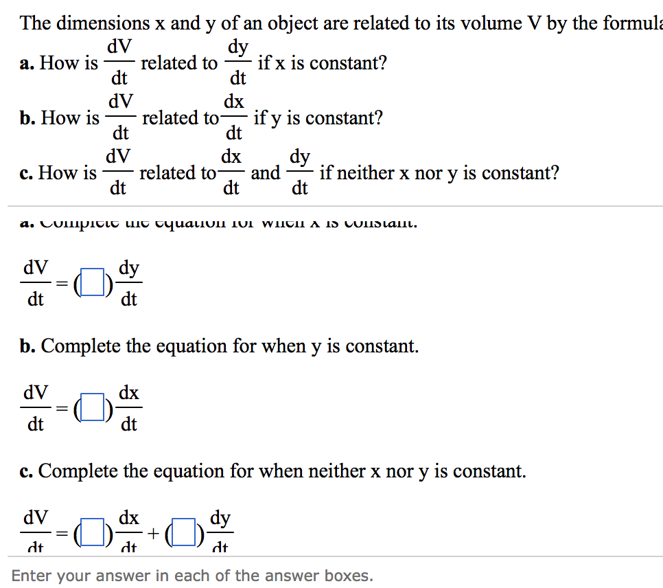 Solved The dimensions x and y of an object are related to | Chegg.com
