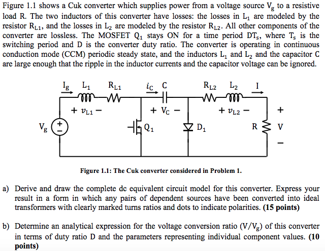 Figure 1.1 shows a Cuk converter which supplies power | Chegg.com