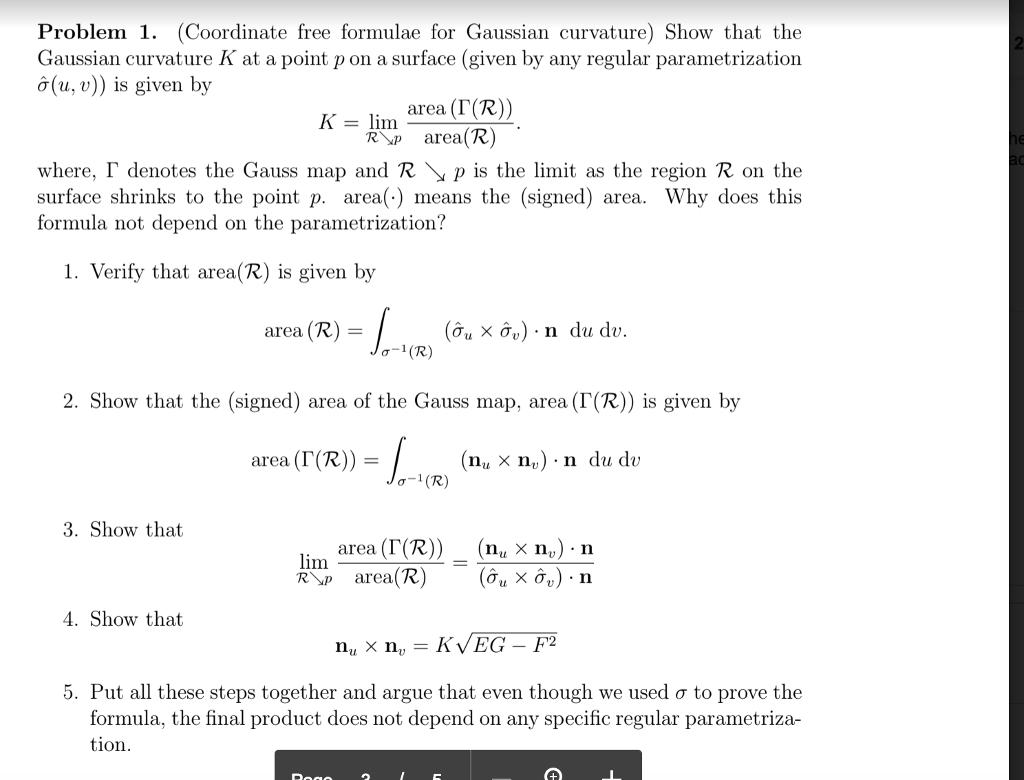 Solved Problem 1 Coordinate Free Formulae For Gaussian