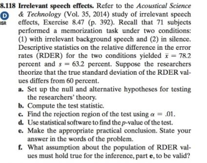Solved 8.118 Irrelevant speech effects. Refer to the | Chegg.com
