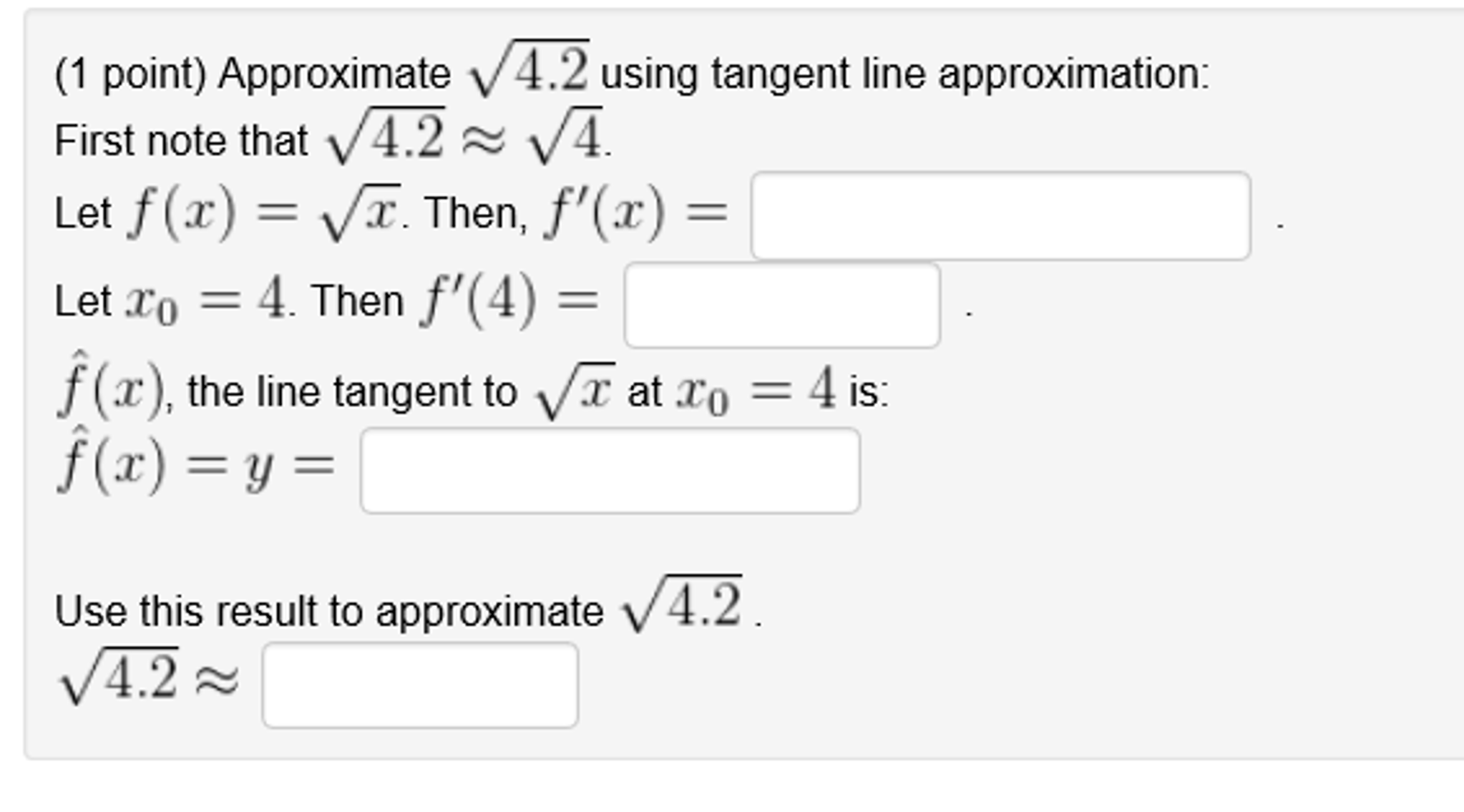 Solved Approximate Squareroot 4 2 Using Tangent Line Chegg solved-approximate-squareroot-4-2-using-tangent-line-chegg