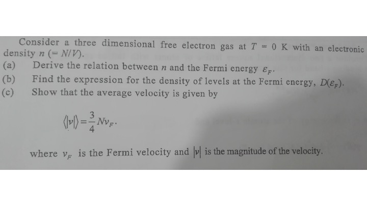 Solved Consider a three dimensional free electron gas at T 0 | Chegg.com