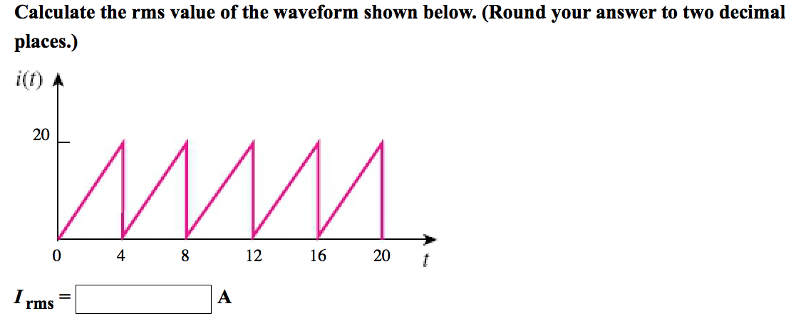 Solved Calculate the rms value of the waveform shown below. | Chegg.com