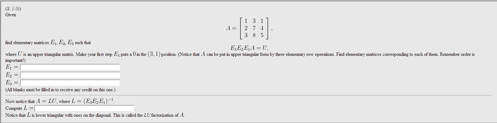 find elementary matrices E1, E2, E3 such that where | Chegg.com