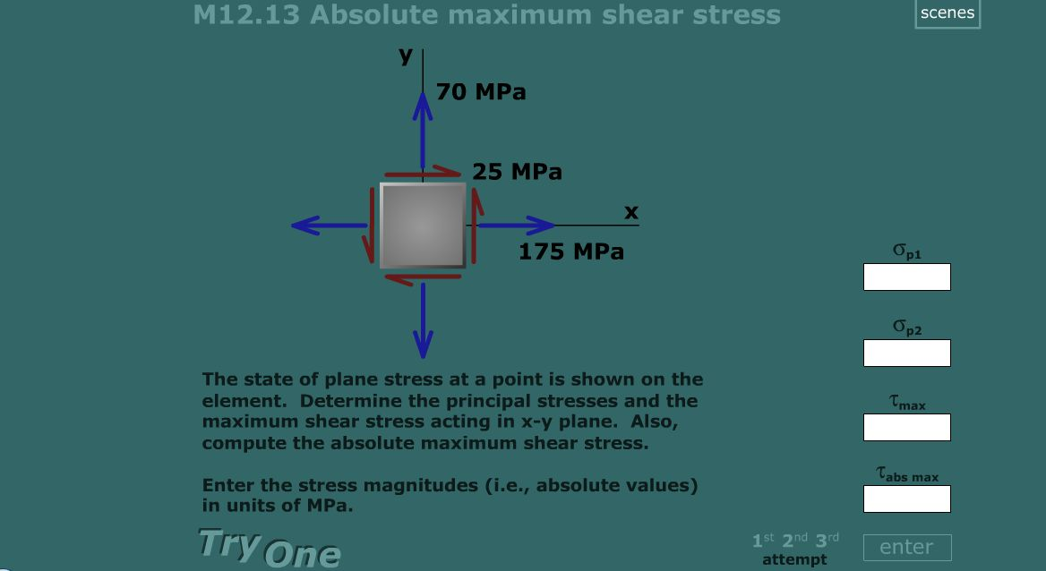 Solved M 12.13 Absolute maximum shear stress The state of | Chegg.com