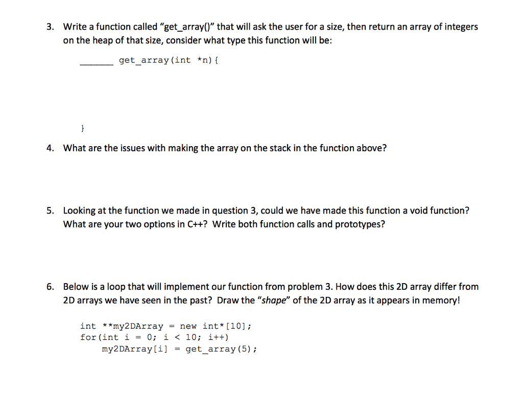 Solved 3. Write a function called "get array()" that will | Chegg.com
